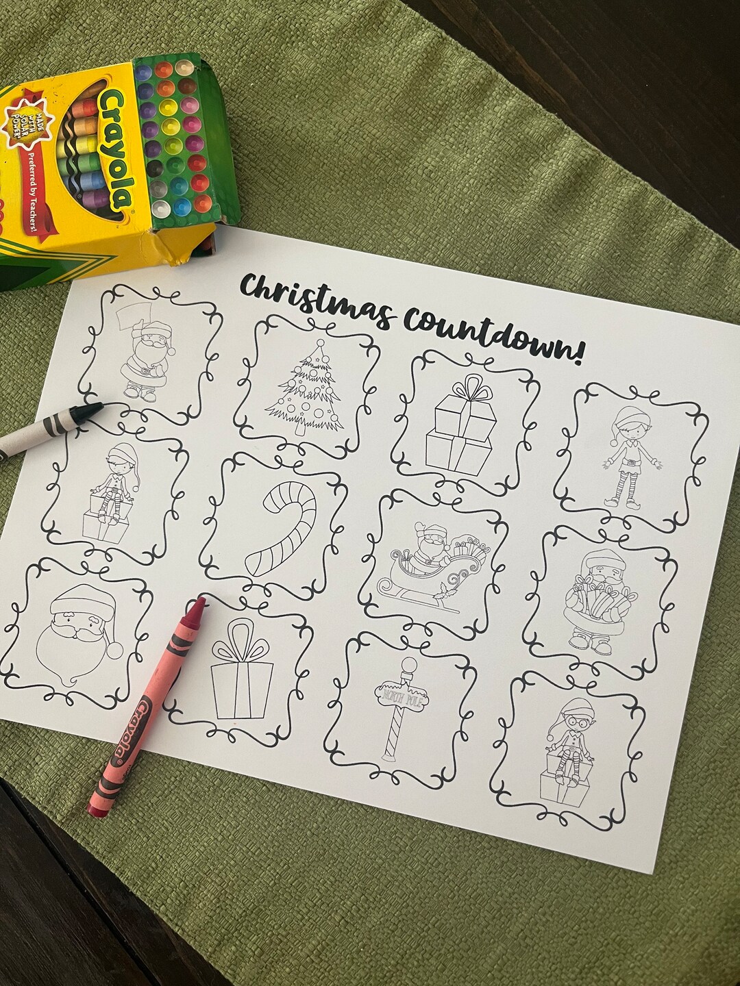 Printable Advent Christmas Countdown Coloring Page - Advent Calendar ...