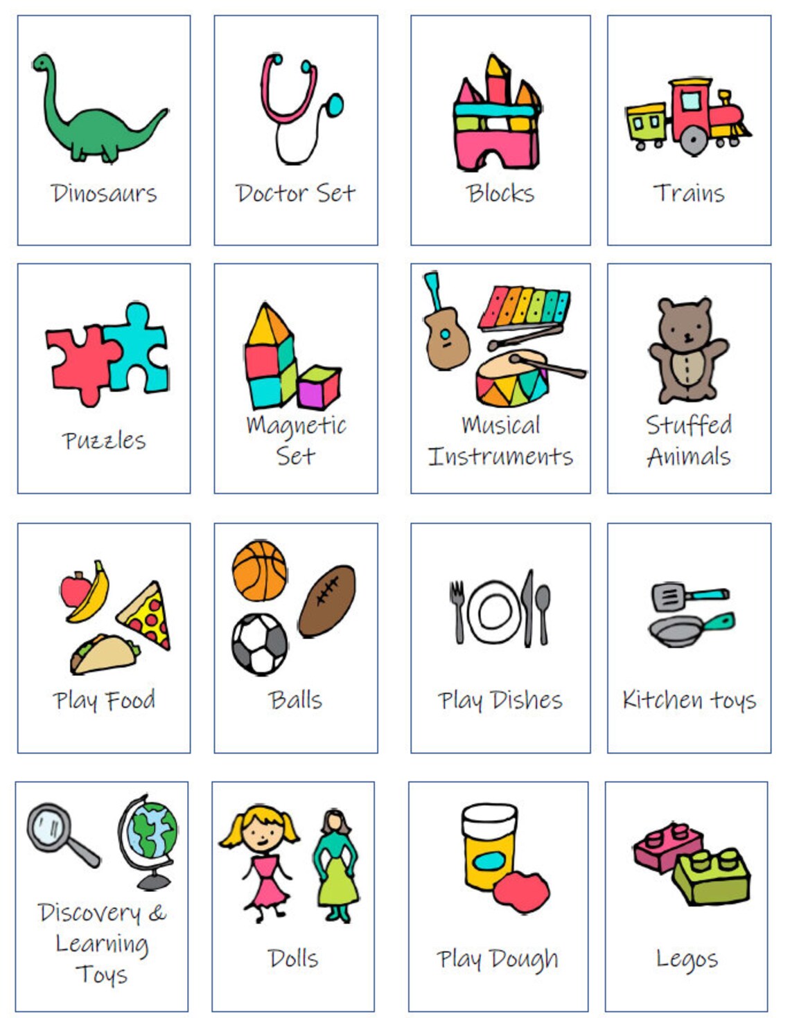 Printable Picture Toy Bin Labels Playroom Toy Storage - 48 Visual ...