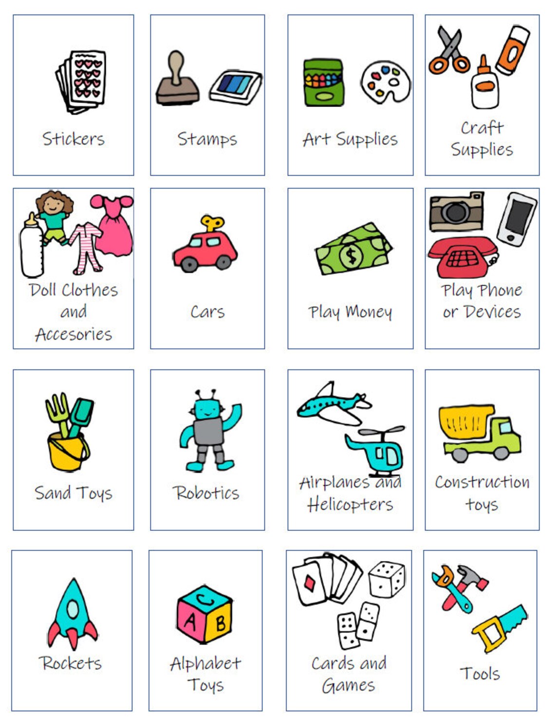 Printable Picture Toy Bin Labels Playroom Toy Storage - 48 Visual ...