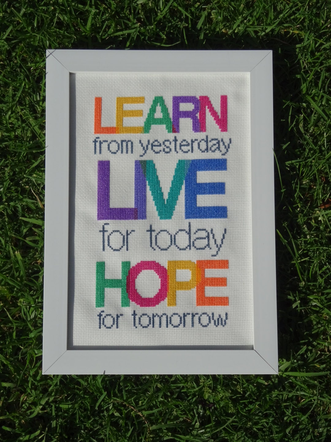 LEARN, LIVE, HOPE - Inspirational Typography Cross Stitch Design - Mezz ...