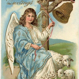 Easter Angel Lamb Vintage Card Holiday Old Book Art - Etsy
