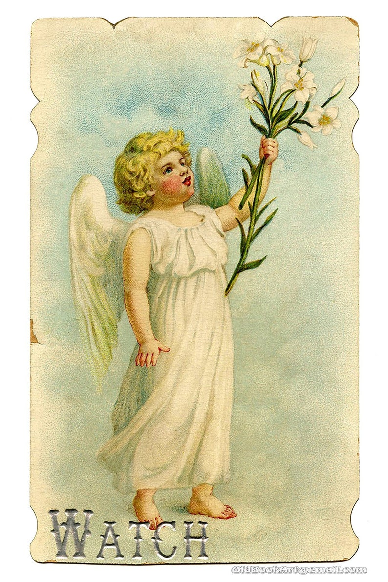 Easter, Lily, Angel, Card, Vintage, Holiday, Old Book Art, Fine Art ...
