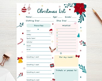 Letter to Santa Claus PRINTABLE Instant Download Wish - Etsy