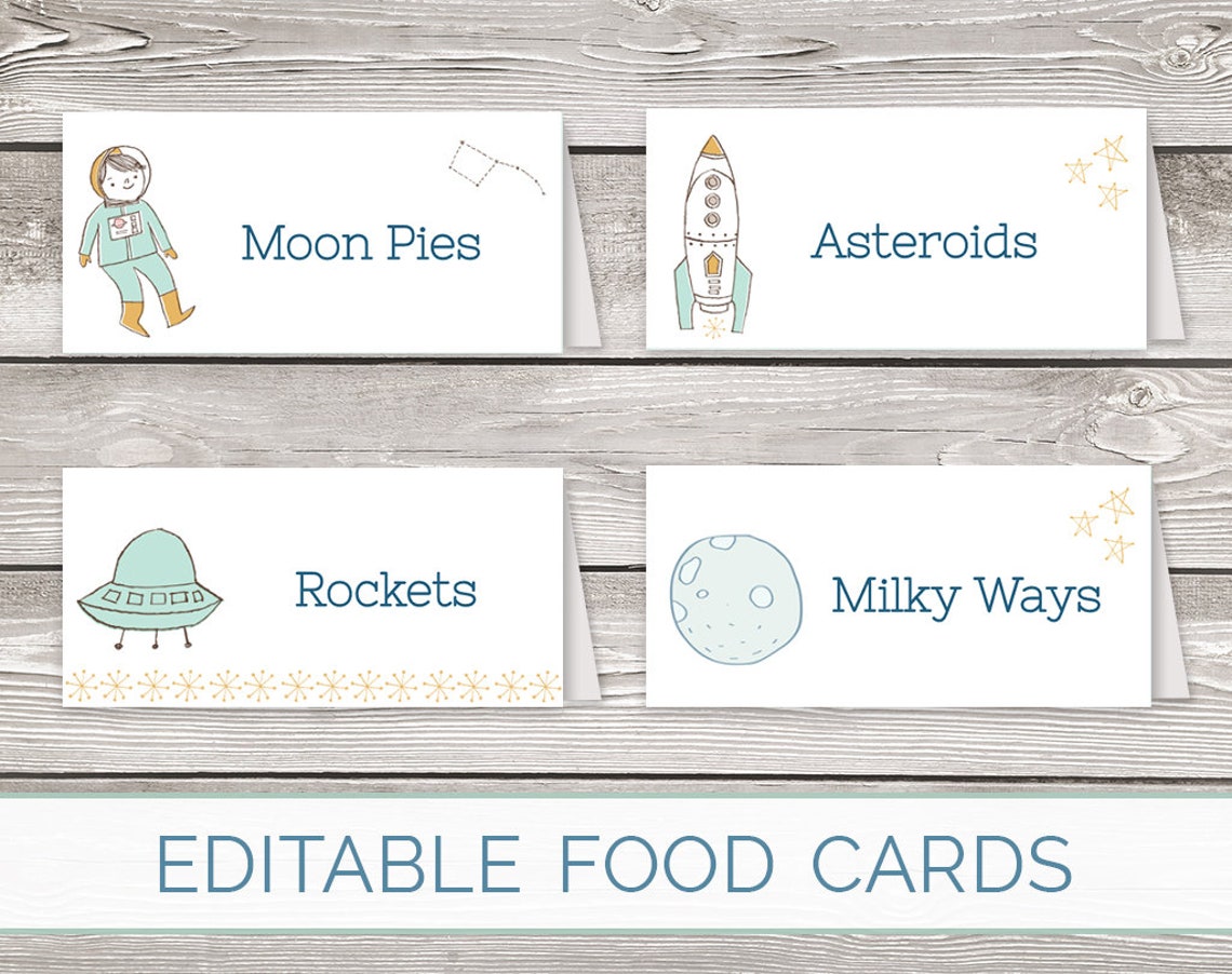 Space Themed Food Labels - Editable Food Labels - Space Party Supplies ...