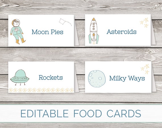 Space Themed Food Labels Editable Food Labels Space Party | Etsy