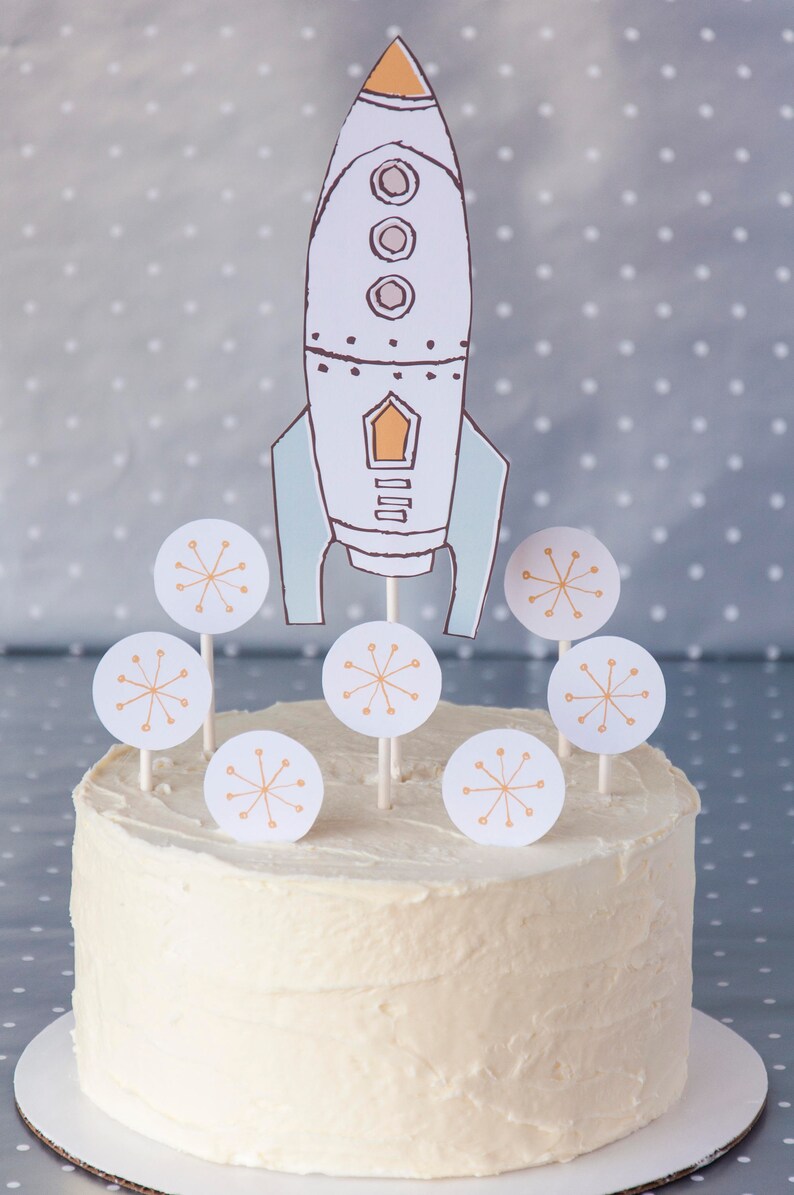 Rocket Ship Cupcake Topper - Printable Party Decor Boy - Space Party ...