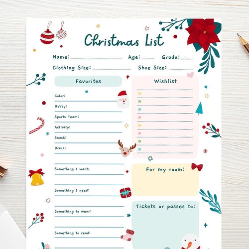 Kids Christmas Wish List Printable Gift Wish List - Etsy