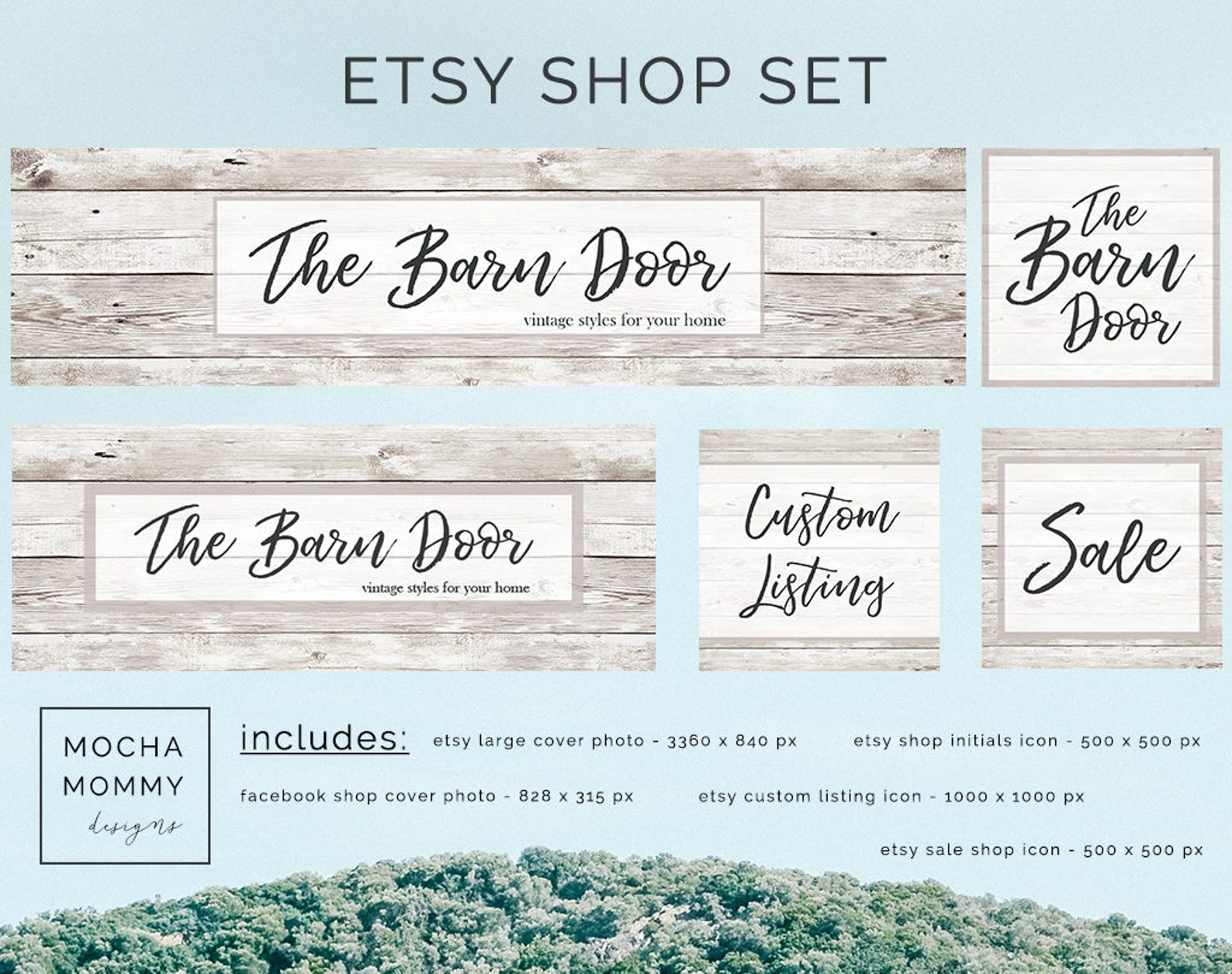Barn Shop Banner Set Shiplap Etsy Shop Banner Custom Whitewash Shop ...