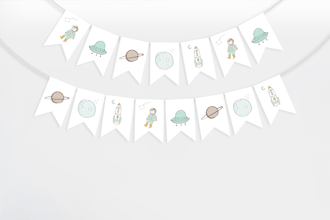 Astronaut Themed Party Banner, Moon Banner Printable, Outer Space ...