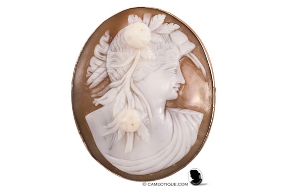 Antique shell cameo. Flora type cameo with high relie… - Gem