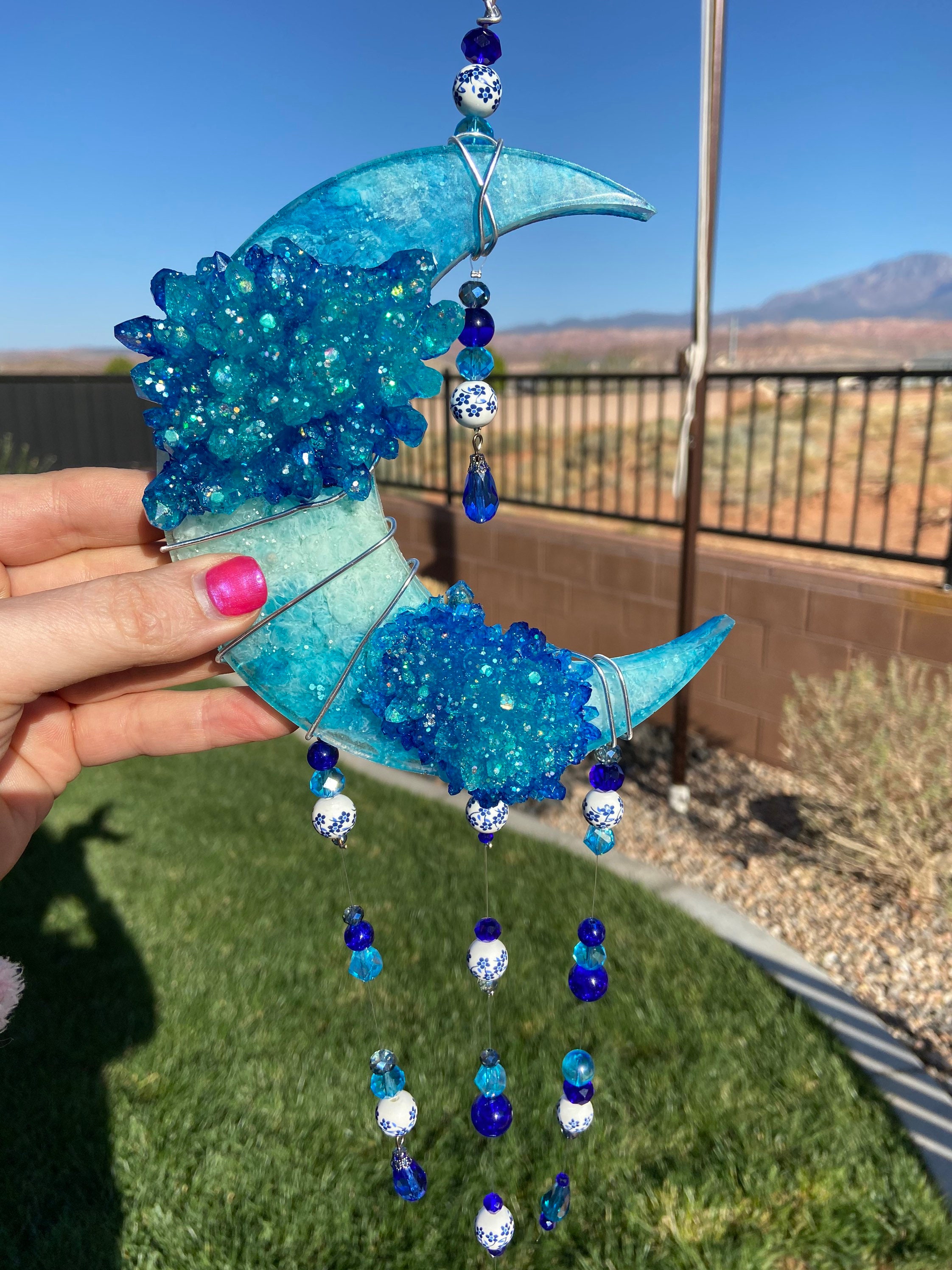 Hand Poured Resin Moon - Resin Art - Home Decor - Sun Catcher - Resin ...