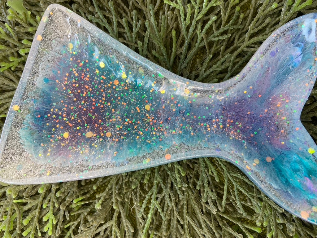 Resin Art - Mermaid Tail Trinket Dish - Trinket Tray - Resin Trinket ...
