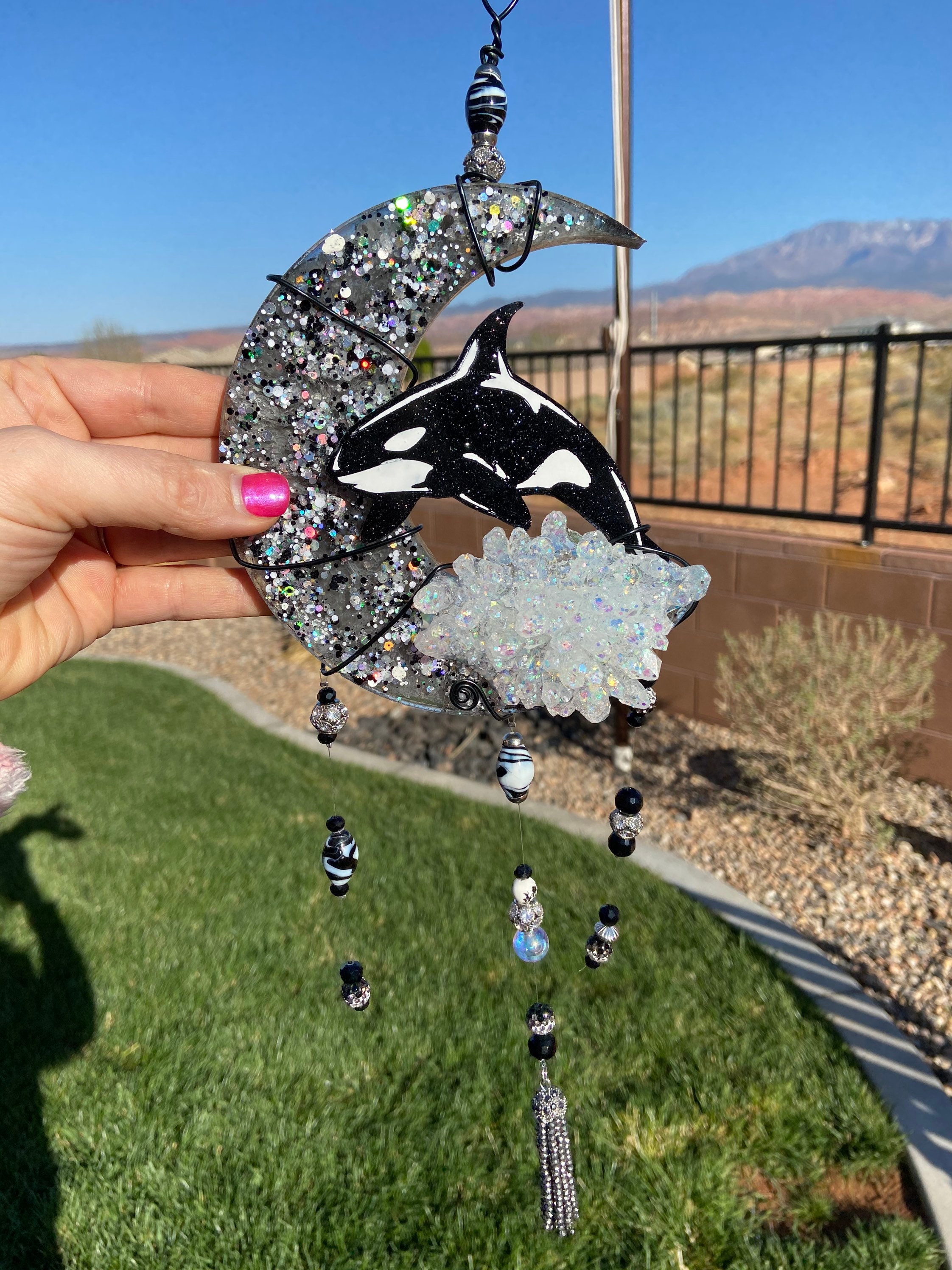 Hand Poured Resin Moon - Resin Art - Home Decor - Sun Catcher - Resin ...