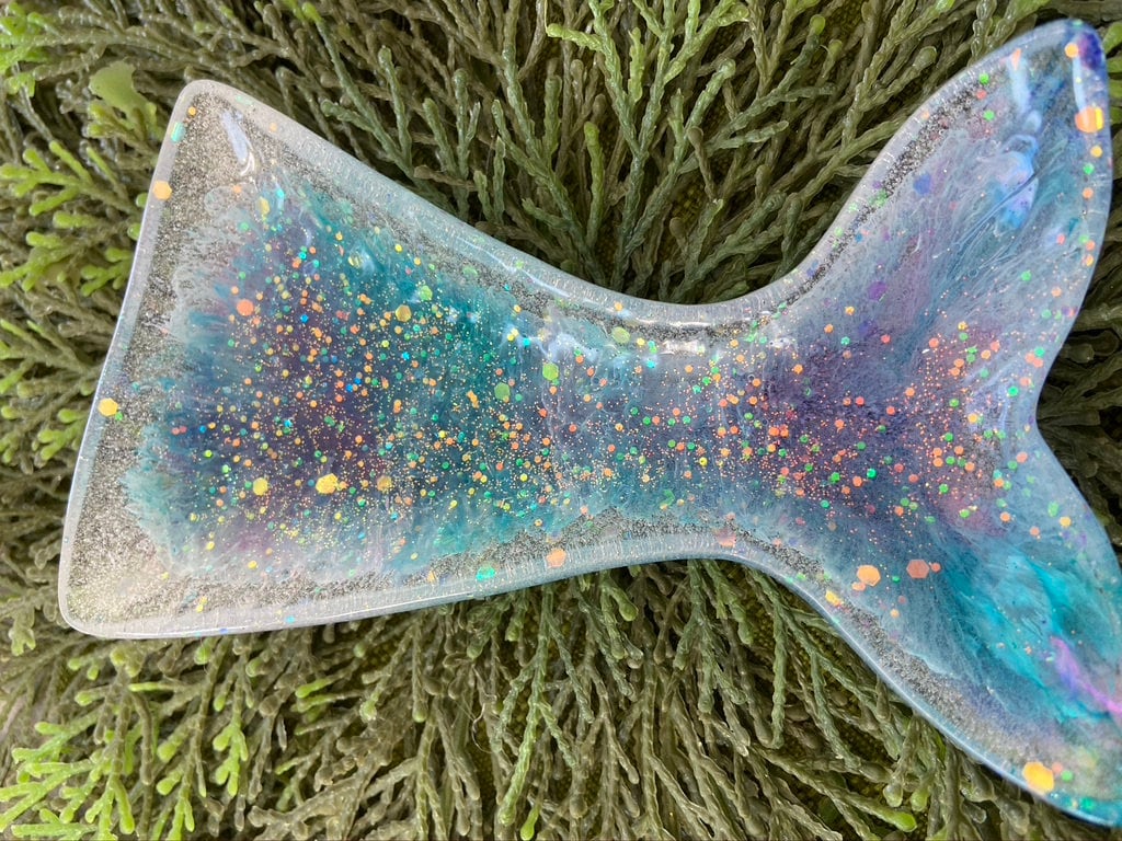 Resin Art - Mermaid Tail Trinket Dish - Trinket Tray - Resin Trinket ...