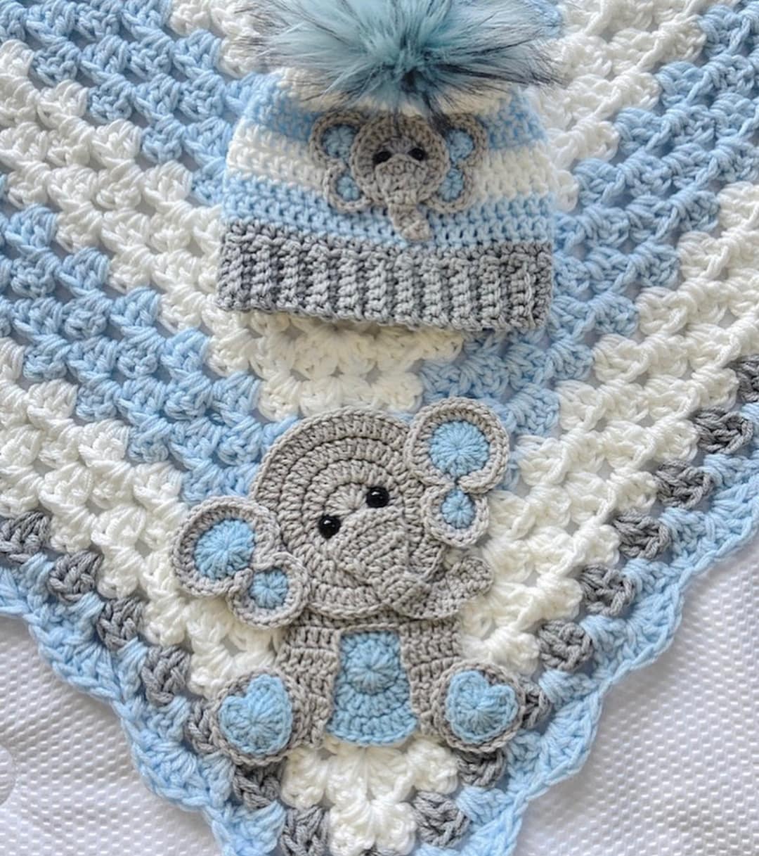 Crochet Baby Blanket - Baby Blanket - Handmade Baby Blanket - Elephant ...