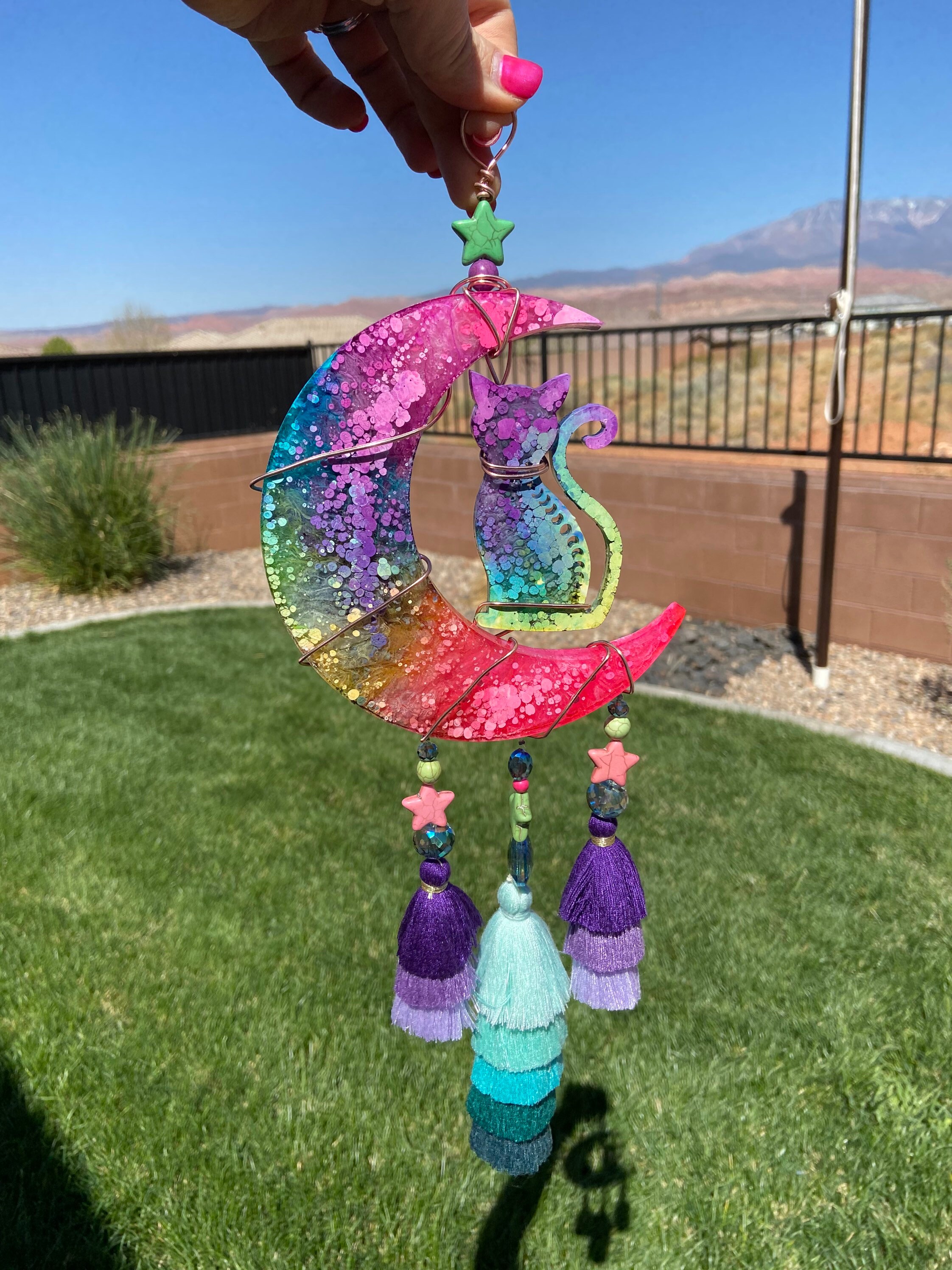 Hand Poured Resin Moon - Resin Art - Home Decor - Sun Catcher - Resin ...