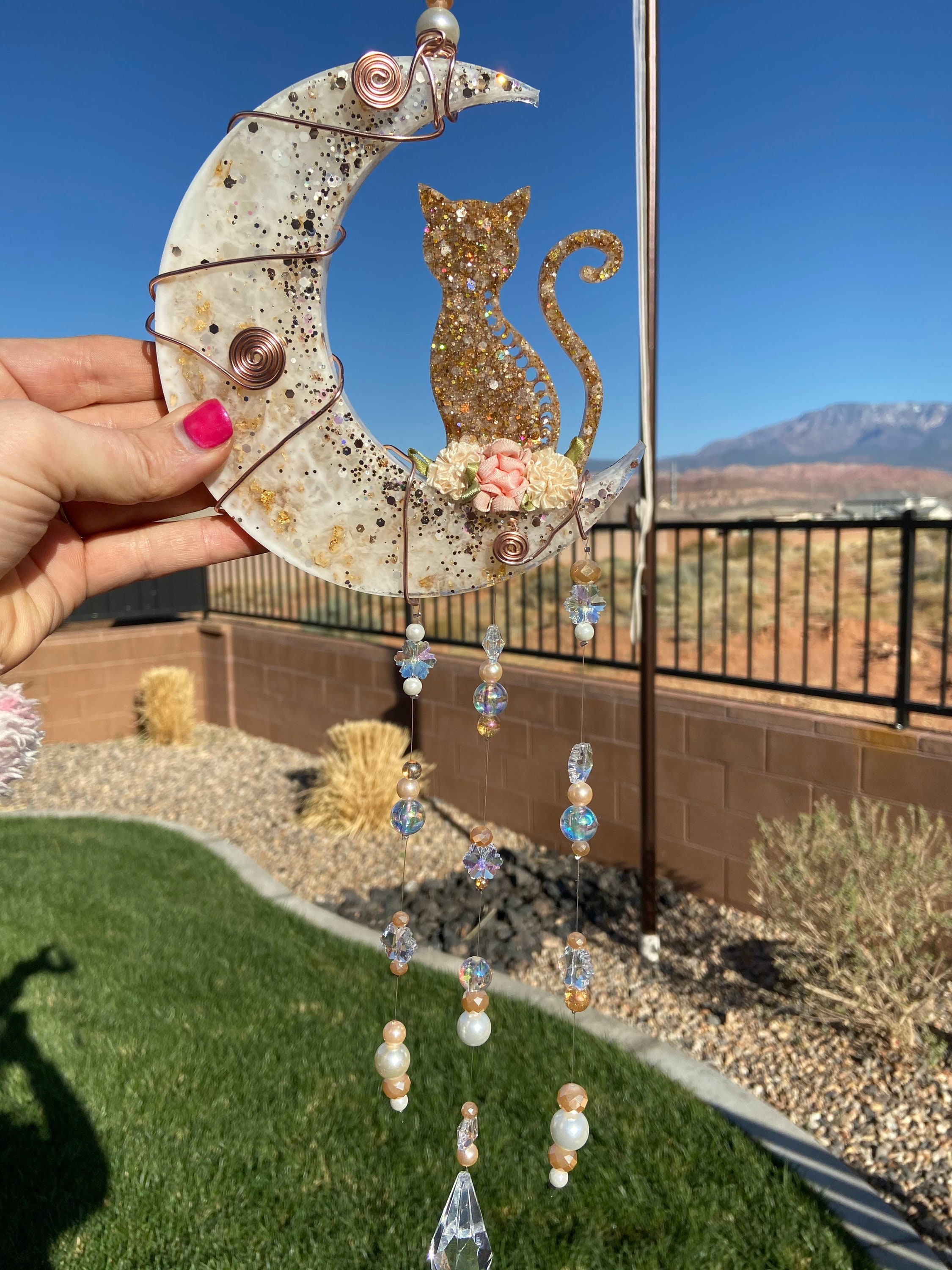 Hand Poured Resin Moon - Resin Art - Home Decor - Sun Catcher - Resin ...