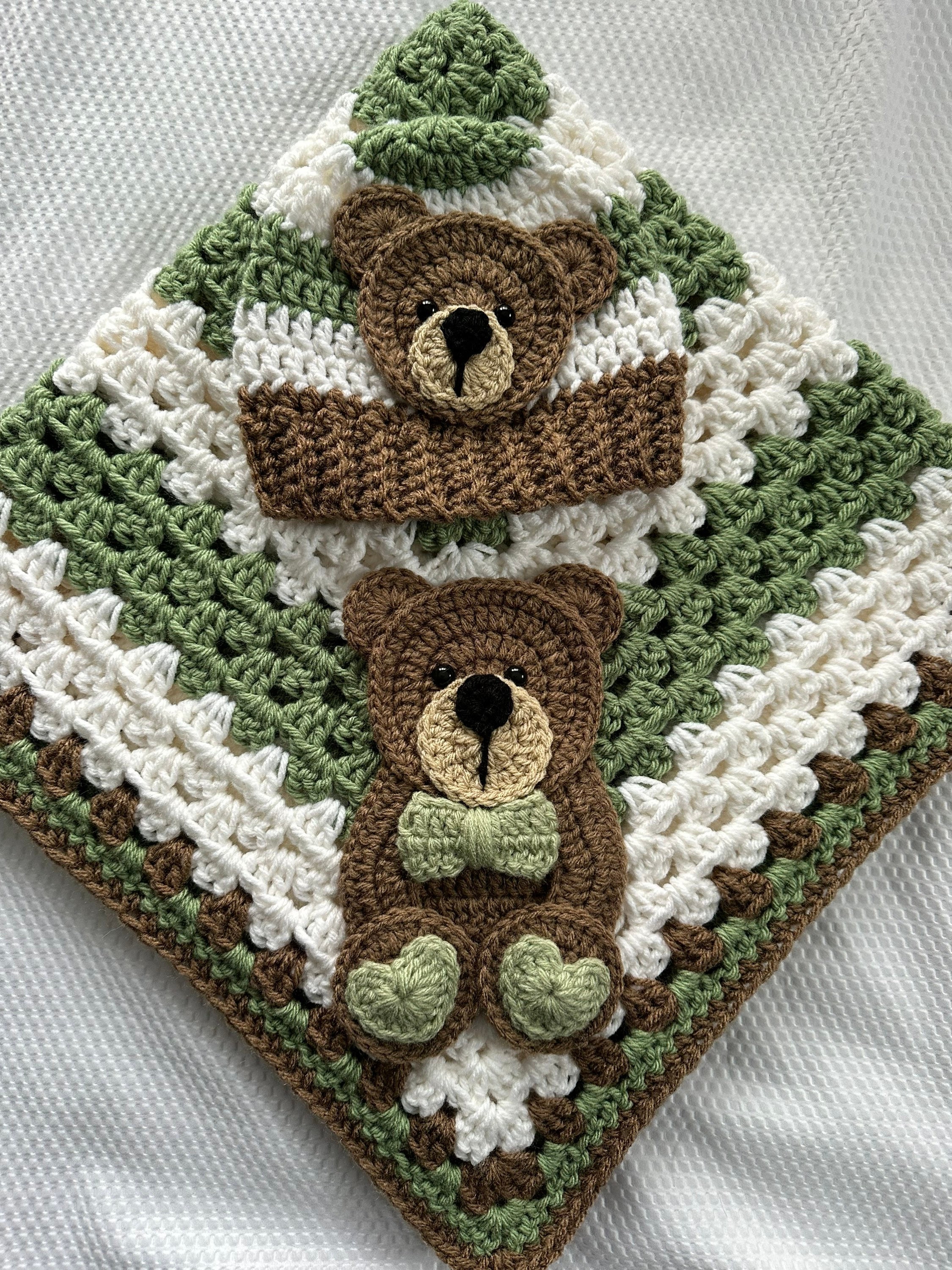 Crochet Baby Blanket - Baby Blanket - Handmade Baby Blanket - Baby Bear ...