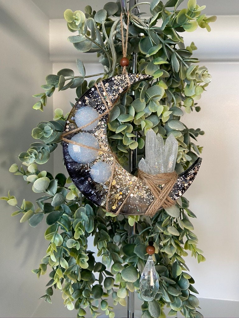 Hand Poured Resin Moon - Resin Art - Home Decor - Sun Catcher - Resin ...