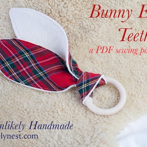 Bunny Ear Teether PDF Sewing Pattern Baby Toy Wooden Teether Ring ...