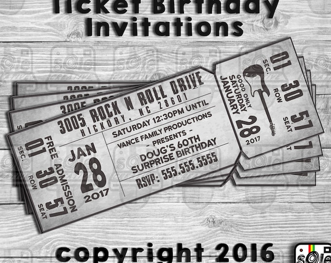 Concert Ticket Birthday Invitations - Etsy
