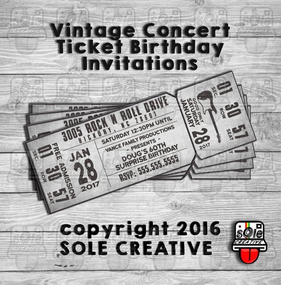 Concert Ticket Birthday Invitations | Etsy