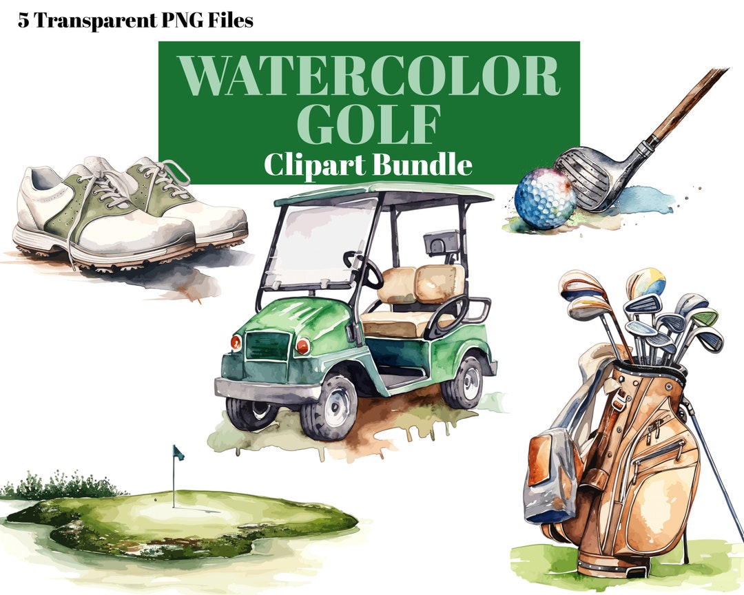 Watercolor Golf Clipart PNG Bundle: Father's Day Sublimation (digital ...
