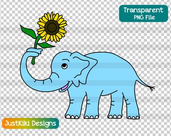 Elephant Sunflower Clip Art PNG Digital Download - Etsy
