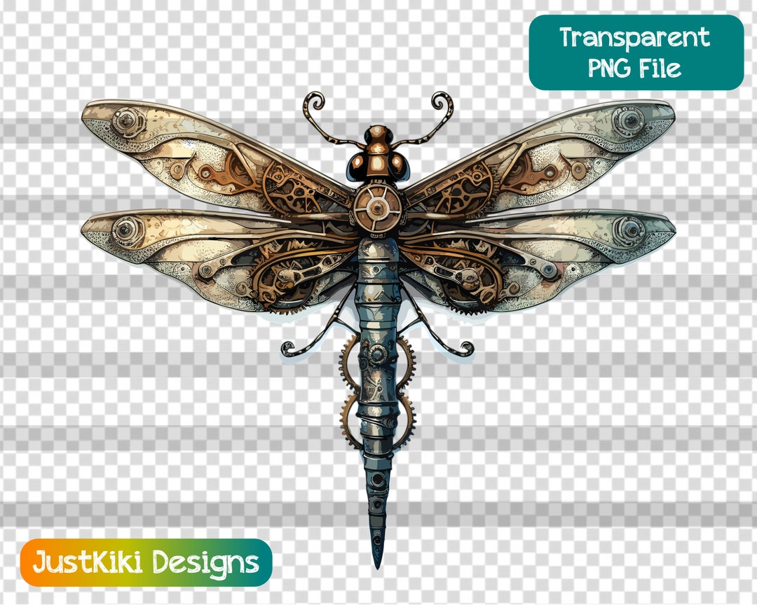 Steampunk Dragonfly Clipart PNG, Vintage Antique Dragonflies, Downloadable Clip Art, Sublimation ...