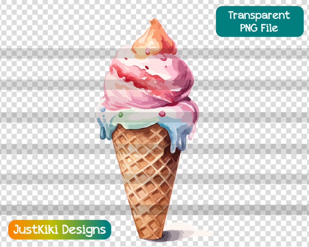 Watercolor Ice Cream Cone Clipart PNG, Summer Sweet Treats Dessert Clip ...