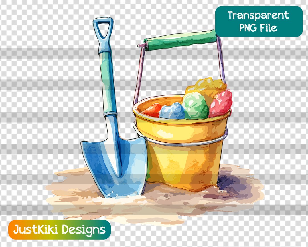 Watercolor Sand Bucket PNG, Summer Vacation Clipart, Ocean Aesthetic ...