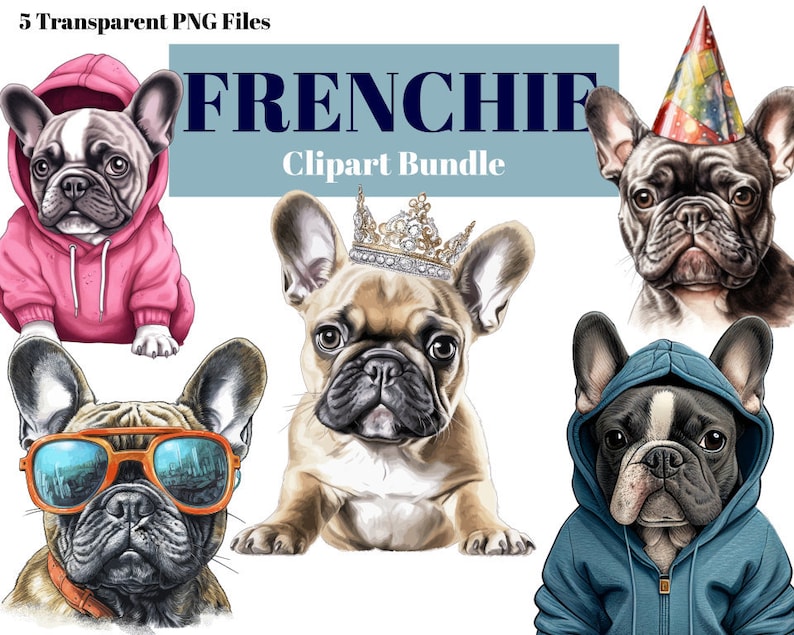 French Bulldog Clipart Bundle Watercolor Frenchie PNG - Etsy
