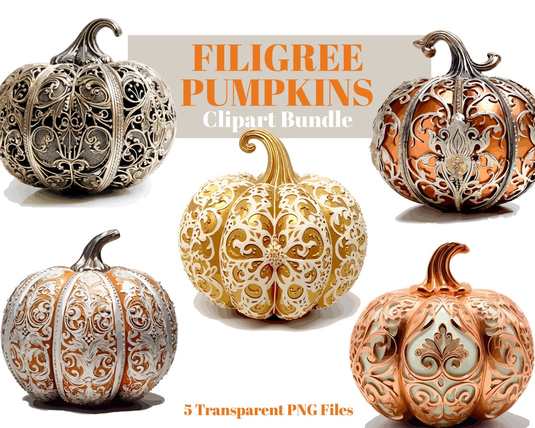 Filigree Pumpkin Clipart Bundle Trendy Fall Decor PNG - Etsy