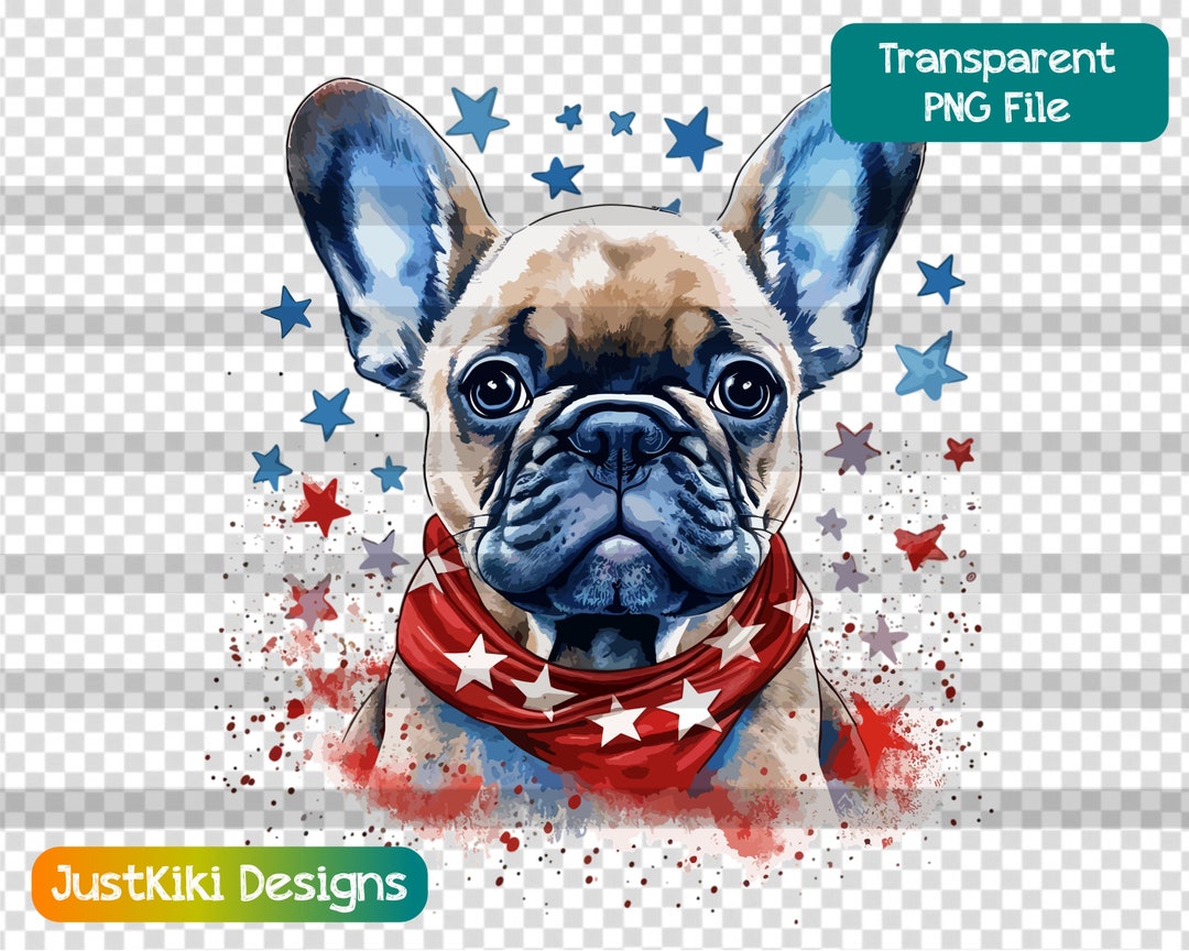4th of July Dog, Patriotic Frenchie Clipart, Independence Day French ...