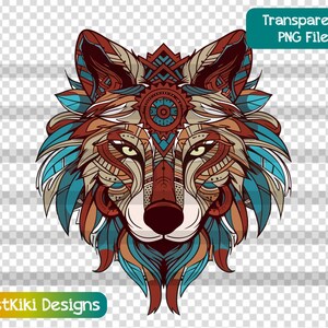 Tribal Animals Clipart PNG Bundle, American Indian Art, Wolf, Bear ...