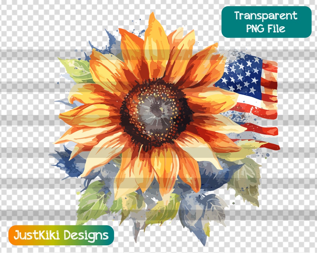 4th of July Sunflower PNG: Red White Blue Floral Clipart (digital ...