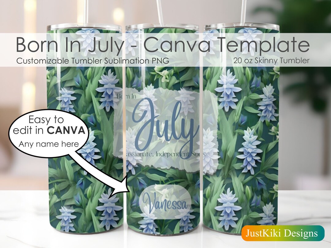 July Birth Month Flower Personalized Tumbler PNG, Customizable ...