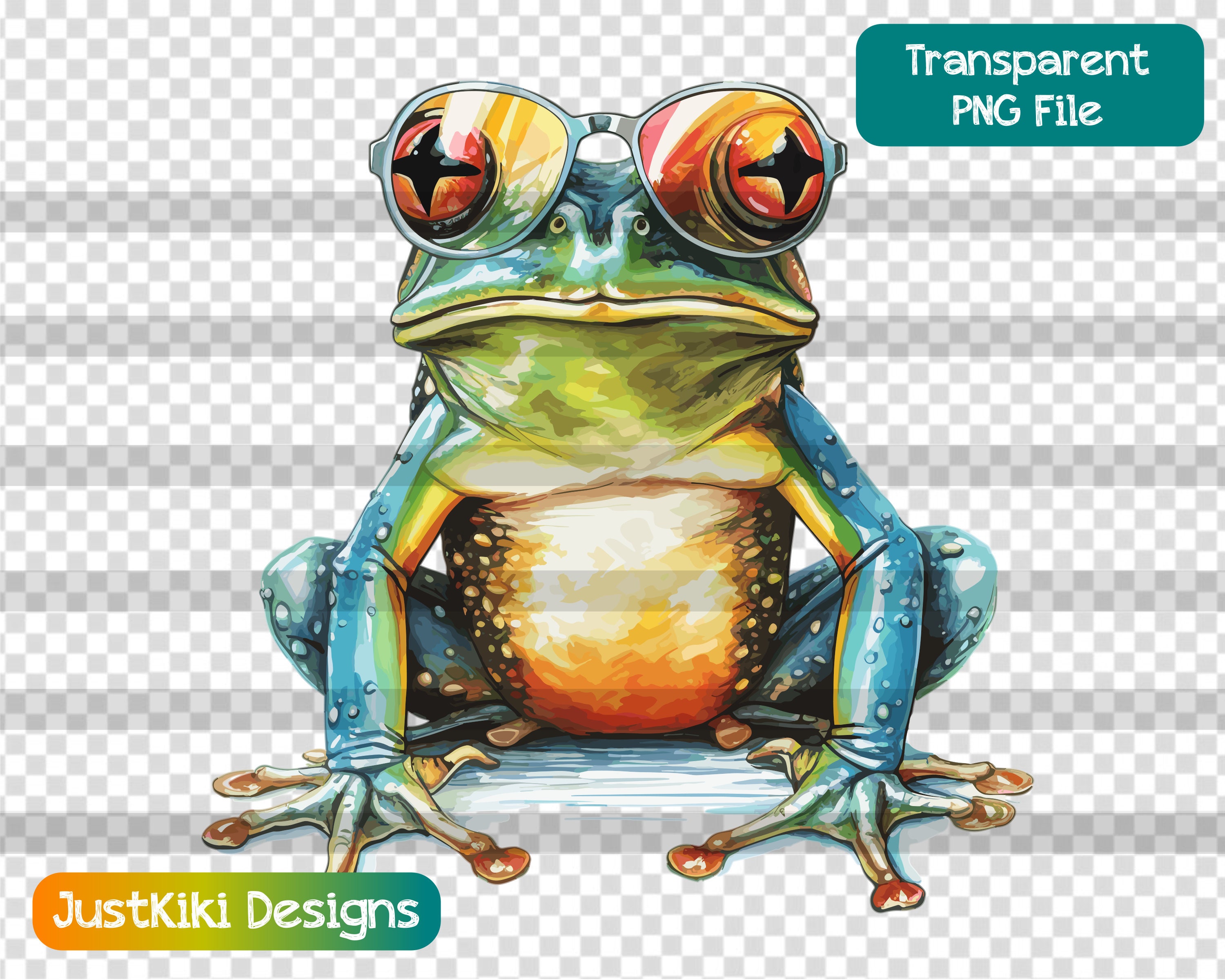 Cool Frogs Clipart Bundle, Includes 5 Transparent PNG Designs, Frog ...