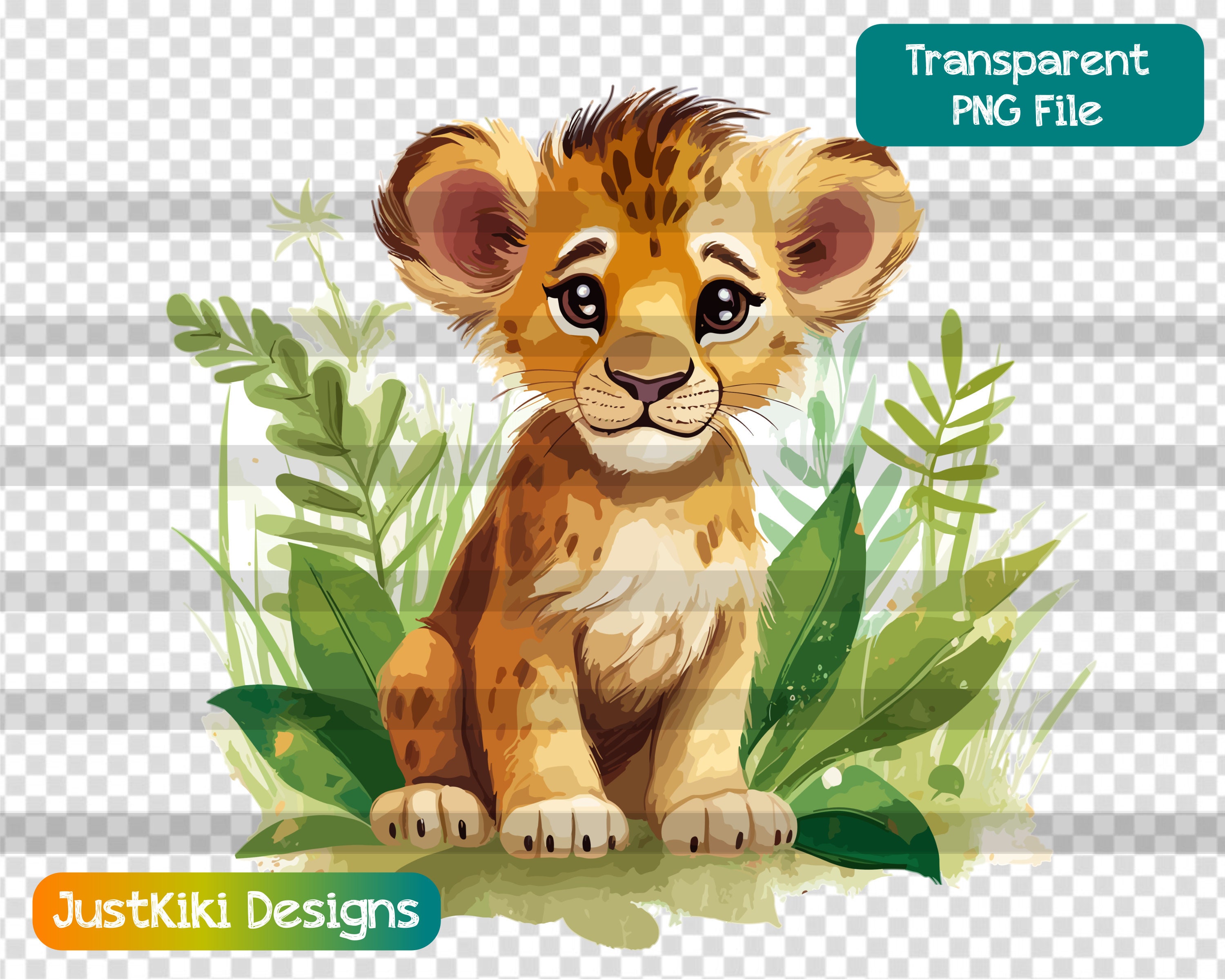 Baby Jungle Animals Clipart PNG Bundle Nursery Art Tiger - Etsy