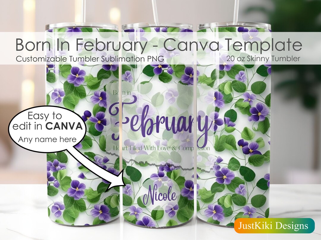February Birth Month Flower Personalized Tumbler PNG, Customizable ...