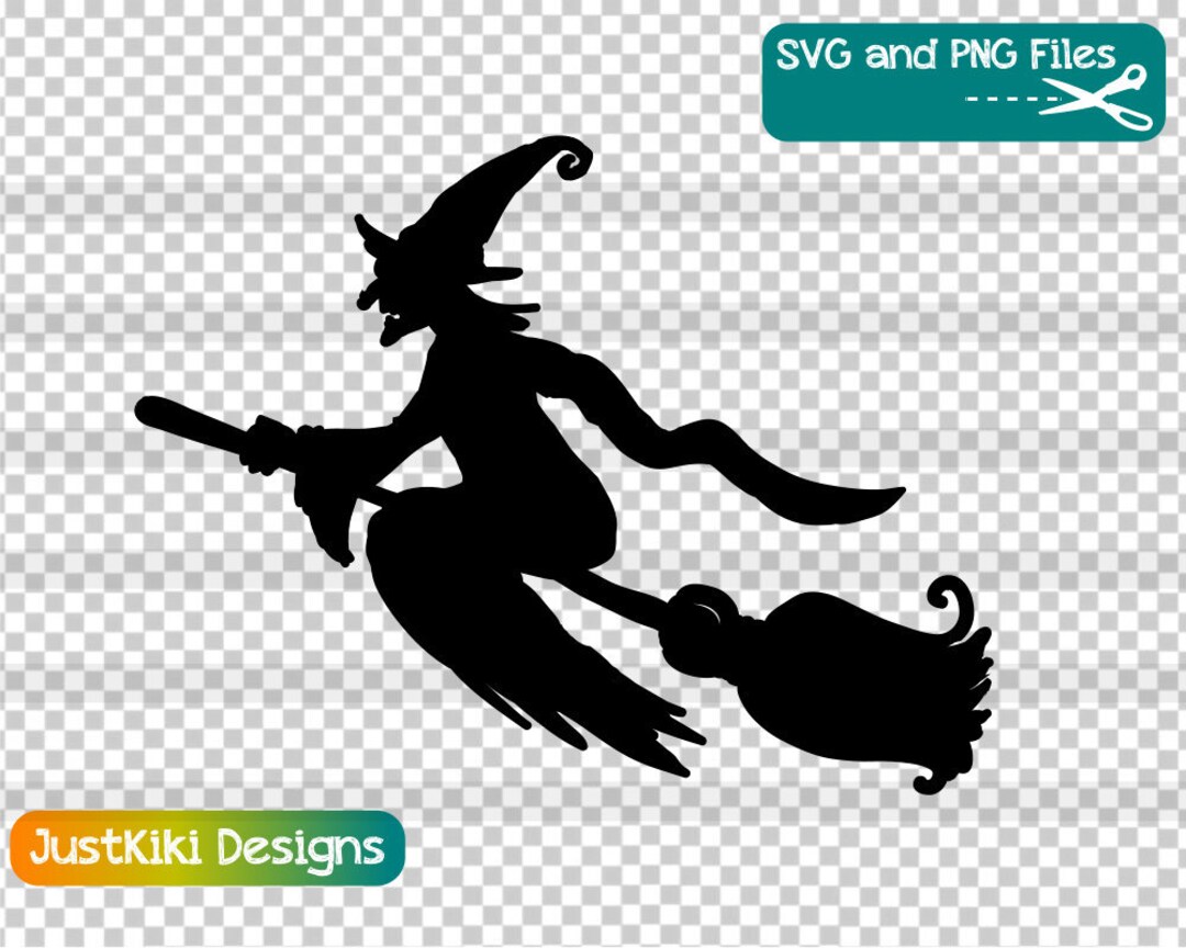 Cute Witch Silhouette PNG Sublimation File, Witch on Broomstick ...