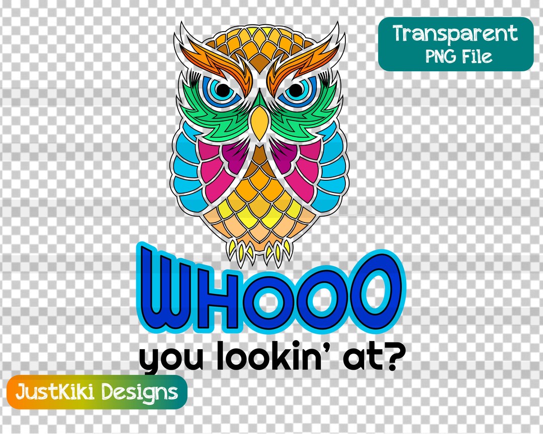 Colorful Owl SVG - Whoo You Lookin' at PNG - Owl Lover Bird Watcher ...