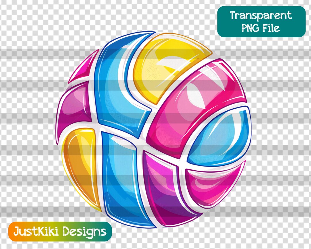 Rainbow Volleyball Clipart, Bright Colored Volleyball PNG, Sports ...