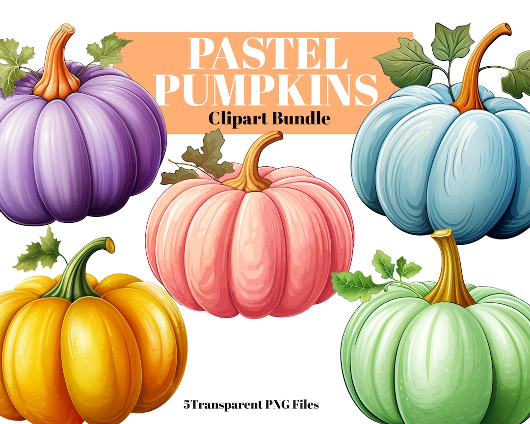 Pretty Pastel Pumpkin Clipart Bundle Designer Fall Autumn - Etsy