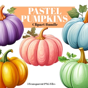 Pretty Pastel Pumpkin Clipart Bundle Designer Fall Autumn - Etsy