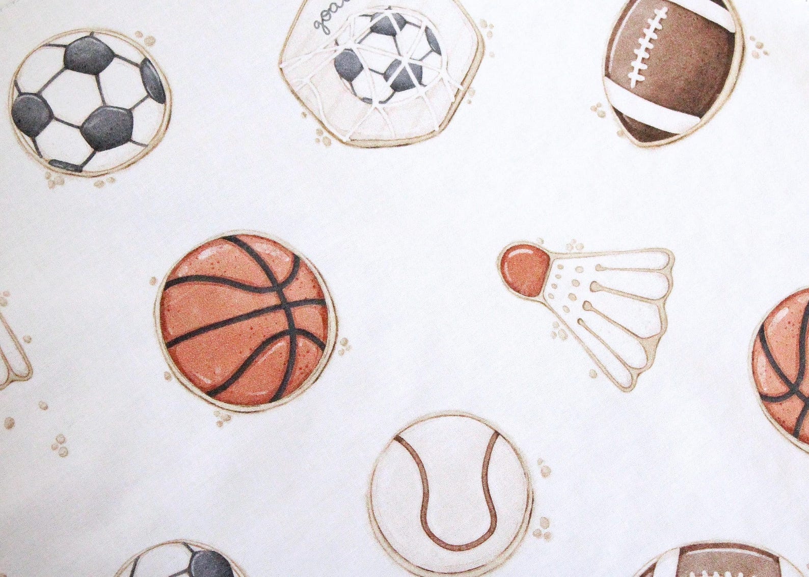 Sports Cotton Fabric by the Yard, Soccer Basketball Baseball Digital ...