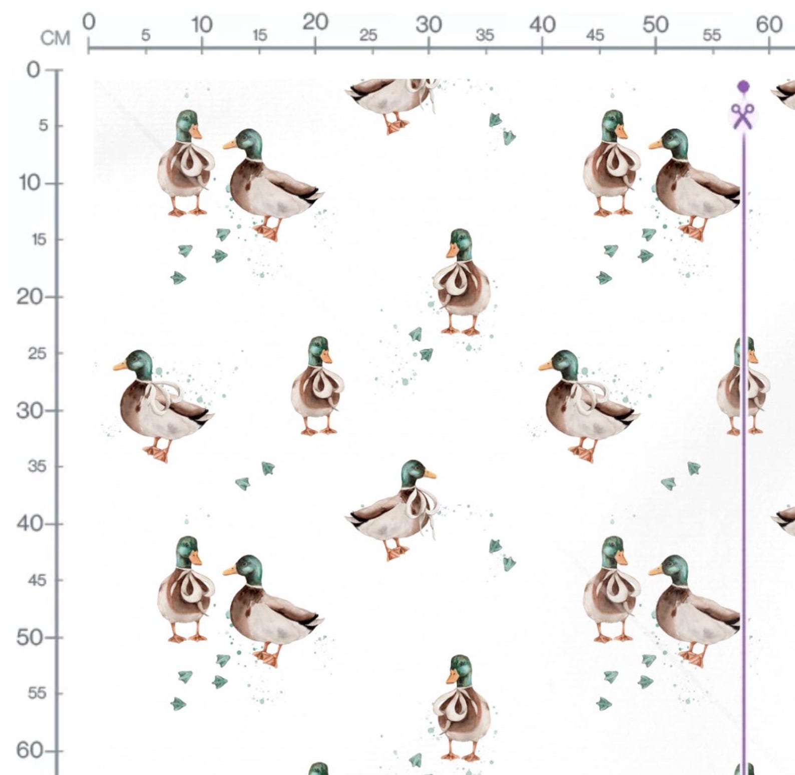 Mallard Duck Cotton Fabric by the Yard, Rustic Wildlife Digital Print ...