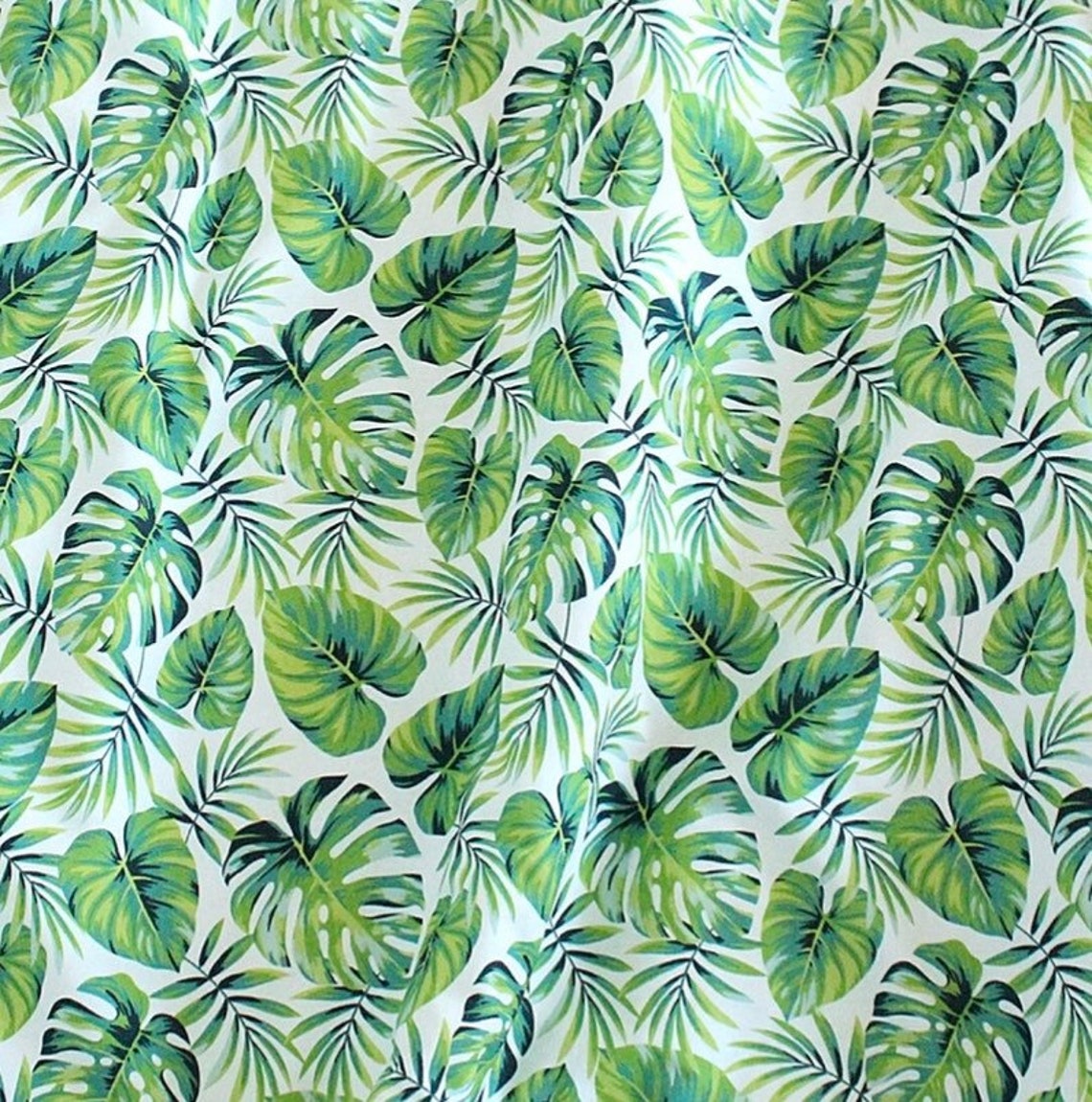 Monstera Leaf Cotton Fabric, Tropical Nursery Fabric, Palm Leaves ...
