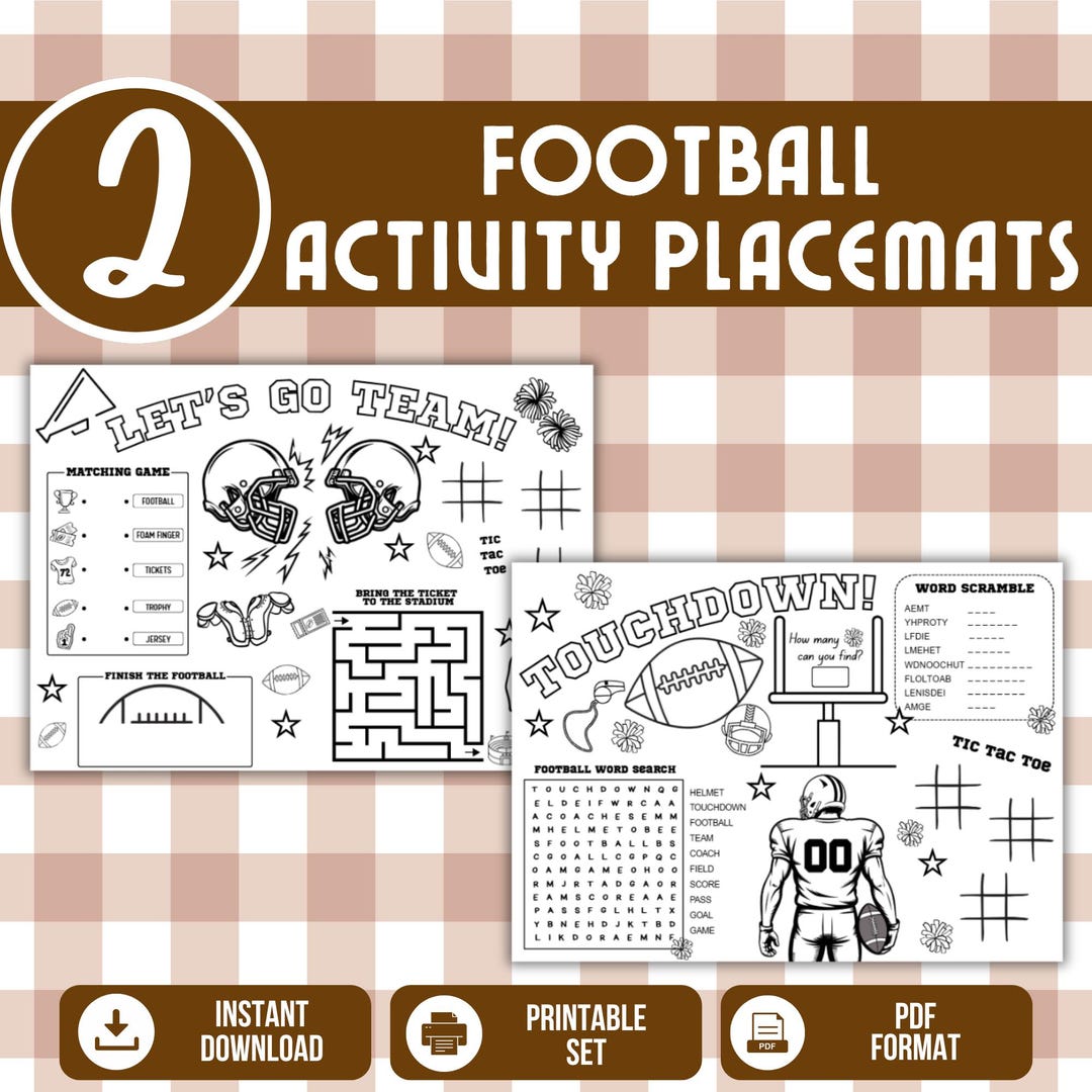 2 Football Activity Placemats for Kids | Printable Kids Table Games ...