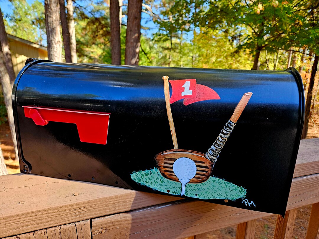 Hand Painted Golf Design Mailbox - Etsy